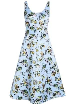 EMILIA WICKSTEAD Abella Floral-print Satin Midi Dress - Green