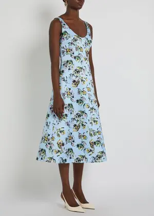 EMILIA WICKSTEAD Abella Floral-print Satin Midi Dress - Green