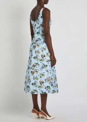 EMILIA WICKSTEAD Abella Floral-print Satin Midi Dress - Green