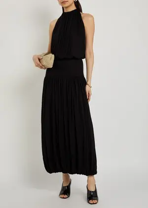 TOTEME Gathered Jersey Maxi Dress - Black
