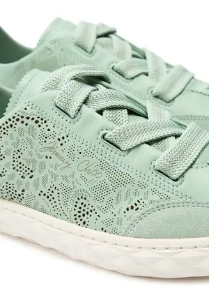 JIMMY CHOO Diamond Light Flex Perforated Leather Sneakers