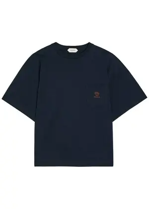 Versace Logo-embroidered Cotton T-shirt - Navy