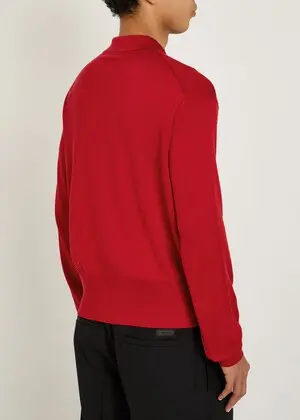 Versace Fine-knit Silk-blend Cardigan - Red