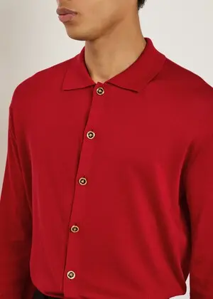 Versace Fine-knit Silk-blend Cardigan - Red