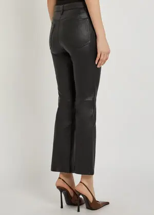 JOSEPH Duke Straight-leg Leather Trousers - Black