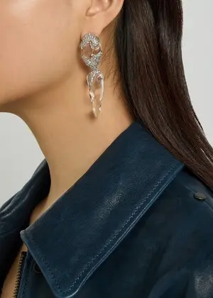 Alexis Bittar Lake Lucite Pavé Rhodium-plated Drop Earrings