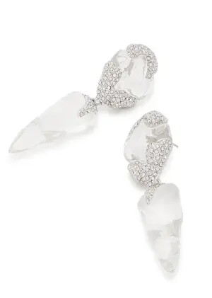 Alexis Bittar Lake Lucite Pavé Rhodium-plated Drop Earrings