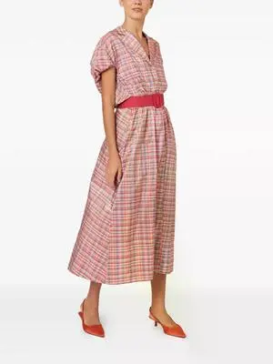 Rosie Assoulin Plaid Silk Belted Dress