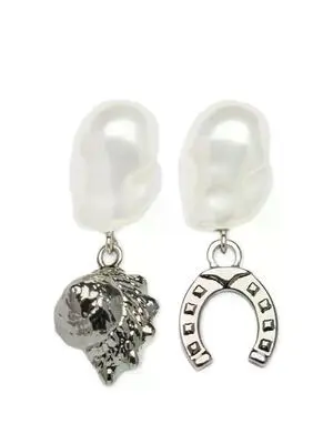 Erdem Horseshoe Charm Asymmetric Earrings
