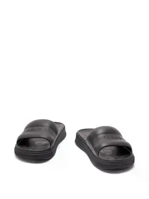 Moncler Embossed Logo Platform Slides - Black