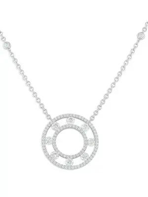 LB EXCLUSIVE 18k White Gold Diamond Embellished Circular Pendant Necklace - Silver