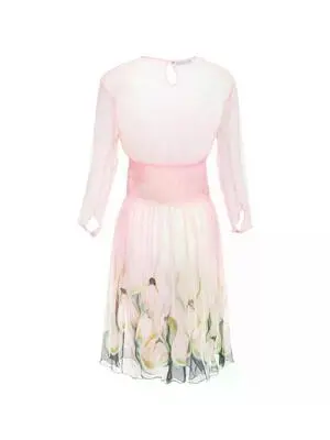 Prada Long-sleeve Silk Dress With Smocked Waist