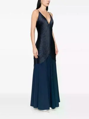 BLESS Nostalgia V-neck Maxi Dress - Blue