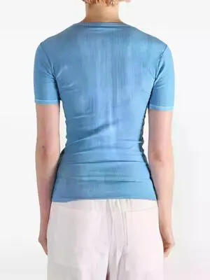 BASERANGE Ribbed Knit Heart Motif T-shirt - Blue