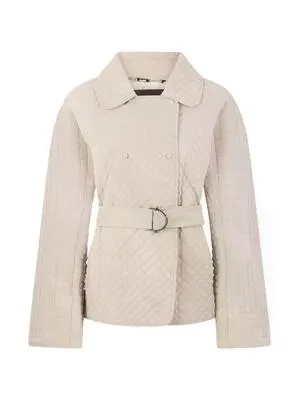 MOORER Belted Quilted Jacket - Neutrals