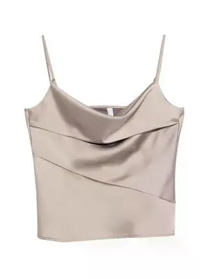 Imperial Cowl Neck Spaghetti Strap Top - Neutrals