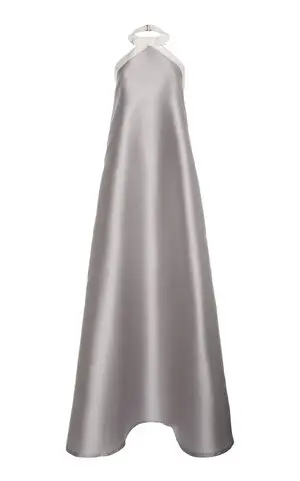 GRETA CONSTANTINE Sparrow Satin Trapeze Gown - Silver