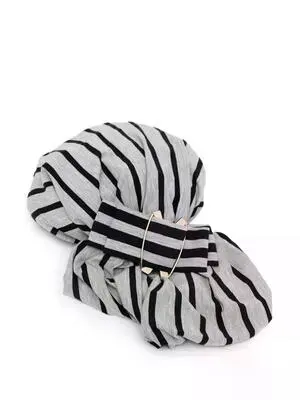 Vaquera Striped Headscarf With Pin Detail - Grey