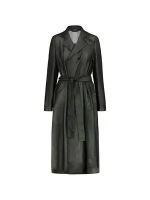 SAPIO Double-breasted Trench Coat - Black