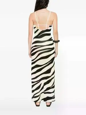 Sandro Zebra Print Knit Halterneck Maxi Dress