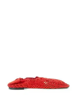 ODISSI Iris Crocheted Woven Ballet Flats - Red