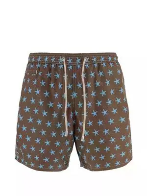 MC2 SAINT BARTH Star-Print Swim Shorts Brown