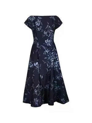 Lela Rose Floral Pattern A-line Midi Dress