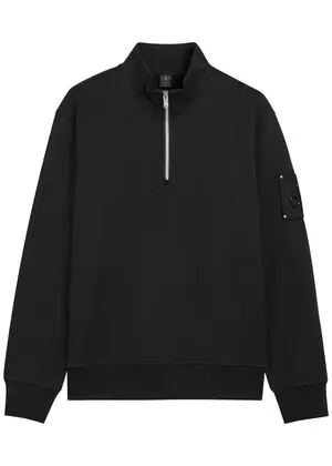 Moose Knuckles Cotton Half-zip Sweatshirt With High Neck - Black