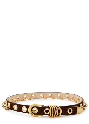 DEHANCHE Revenge Ring-embellished Suede Belt - Chocolate