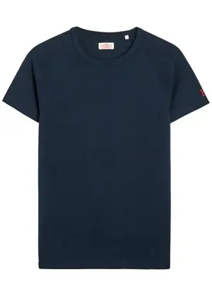 STRETCH FRAISE Ribbed Stretch-cotton T-shirt - Navy