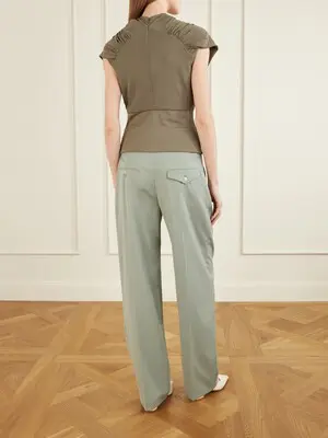 KALLMEYER Jocelyn Gathered Draped Jersey Top - Green