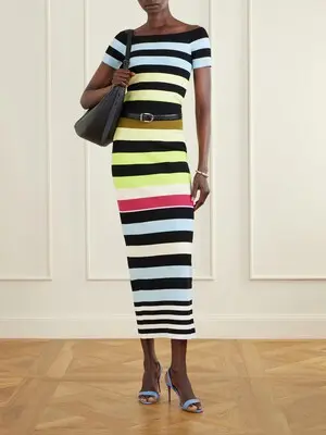 Christopher John Rogers Striped Double-knit Maxi Skirt - Multi