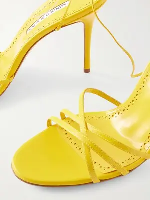 Manolo Blahnik Leva 105 Leather Sandals - Yellow