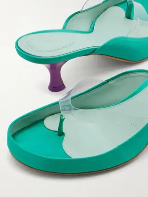 Chloé Junie Pvc-trimmed Satin Sandals - Blue