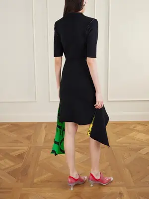 Loewe Asymmetric Layered Printed Jersey Midi Dress