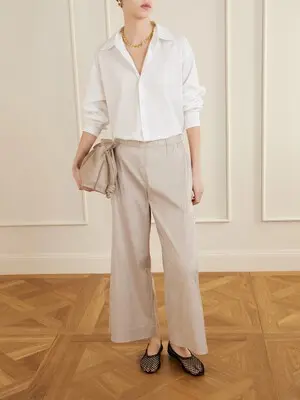 Max Mara Pece Cotton-blend Wide-leg Trousers