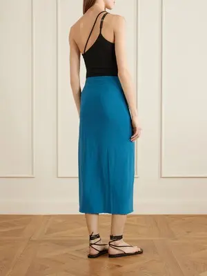 Max Mara Gathered Jersey Wrap Maxi Skirt - Blue