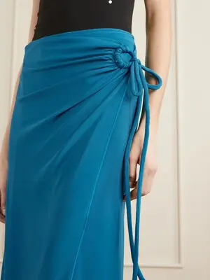 Max Mara Gathered Jersey Wrap Maxi Skirt - Blue