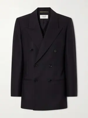 Saint Laurent Double-breasted Wool Blazer - Black