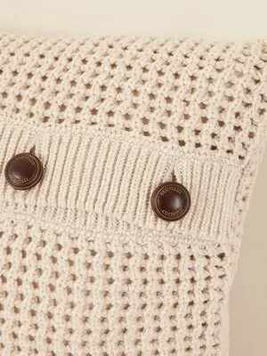 Brunello Cucinelli Open-knit Cotton-blend Cushion - Neutrals