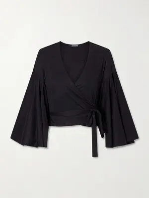 Jacquemus Jacquemus The Ventadou Paper-Blend Wrap Top Black