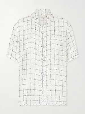 LIBEROWE Hetty Cotton-blend Tweed Shirt - White