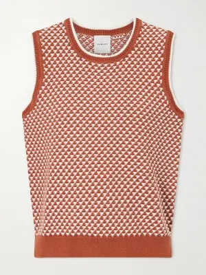 Varley Jenson Two-tone Knitted Cotton Vest - Red