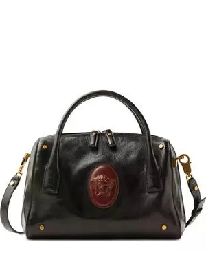 Versace Calf Leather Boston Bag With Medusa Cameo - Black