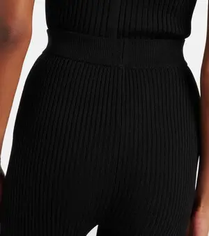 GANNI Crochet-trimmed Ribbed Cotton-blend Capri Pants