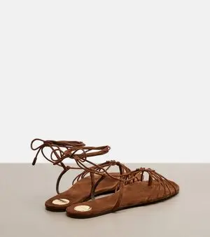 Saint Laurent Babylone Suede Sandals - Brown