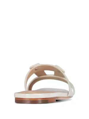 Veronica Beard Light Cream Cutout Detail Flat Sole Sandals - Neutrals