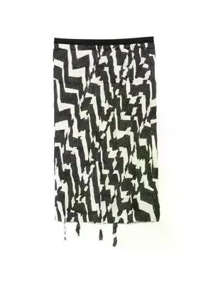 JNBY Geometric-print Midi Skirt With Fringing - Black