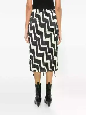 JNBY Geometric-print Midi Skirt With Fringing - Black