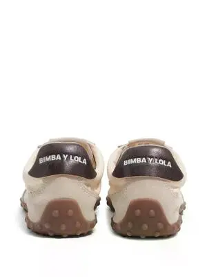 Bimba Y Lola Off-white Lace-up Suede Panel Sneakers - Neutrals
